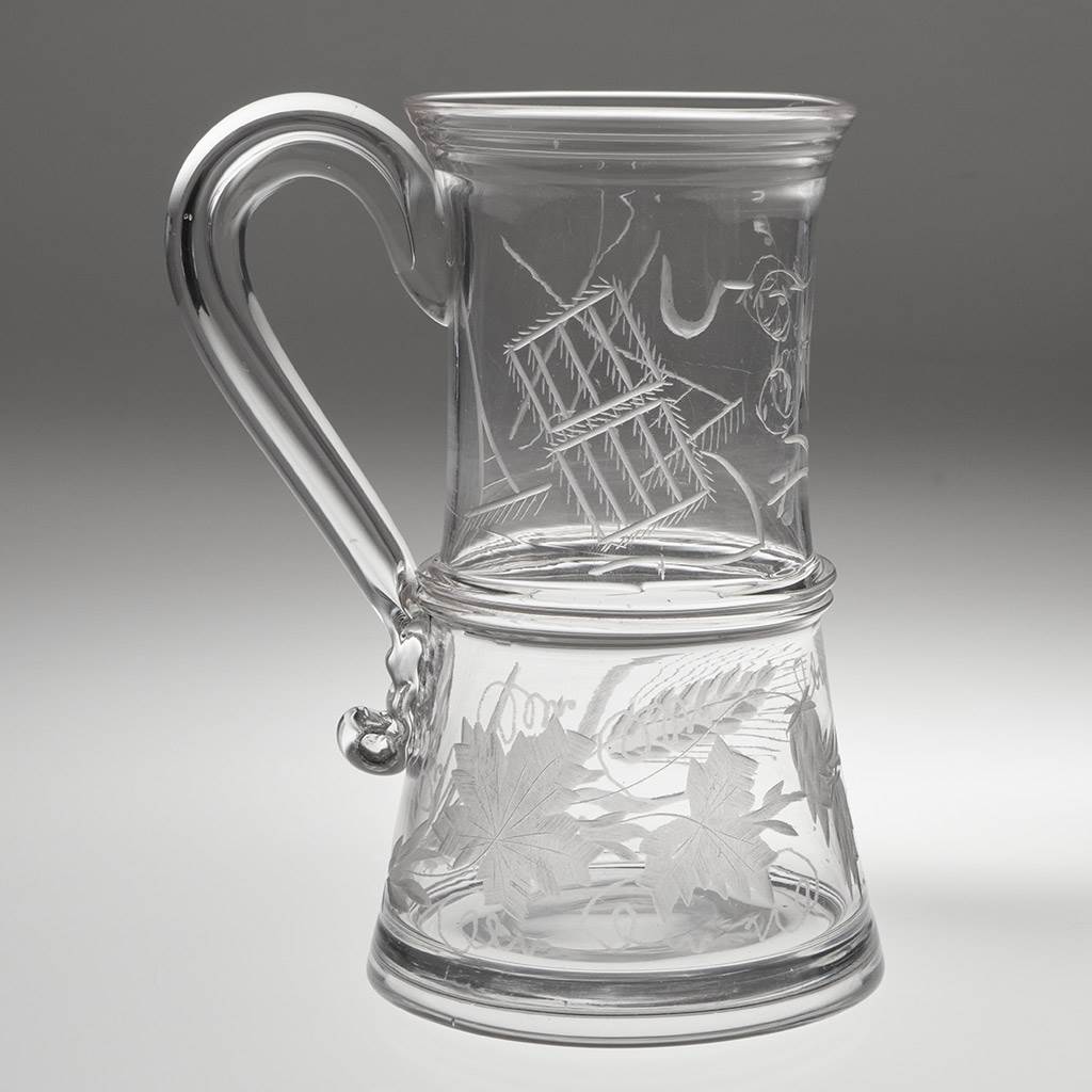 Antique Glass Tankard Agriculture Engraved c1790