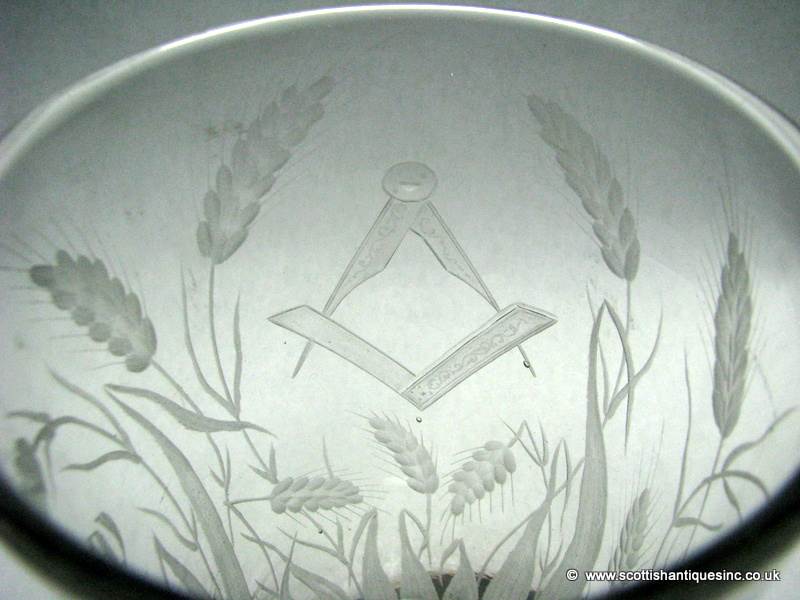 Engraved Masonic Glass of Plenty One Pint Capacity c1850