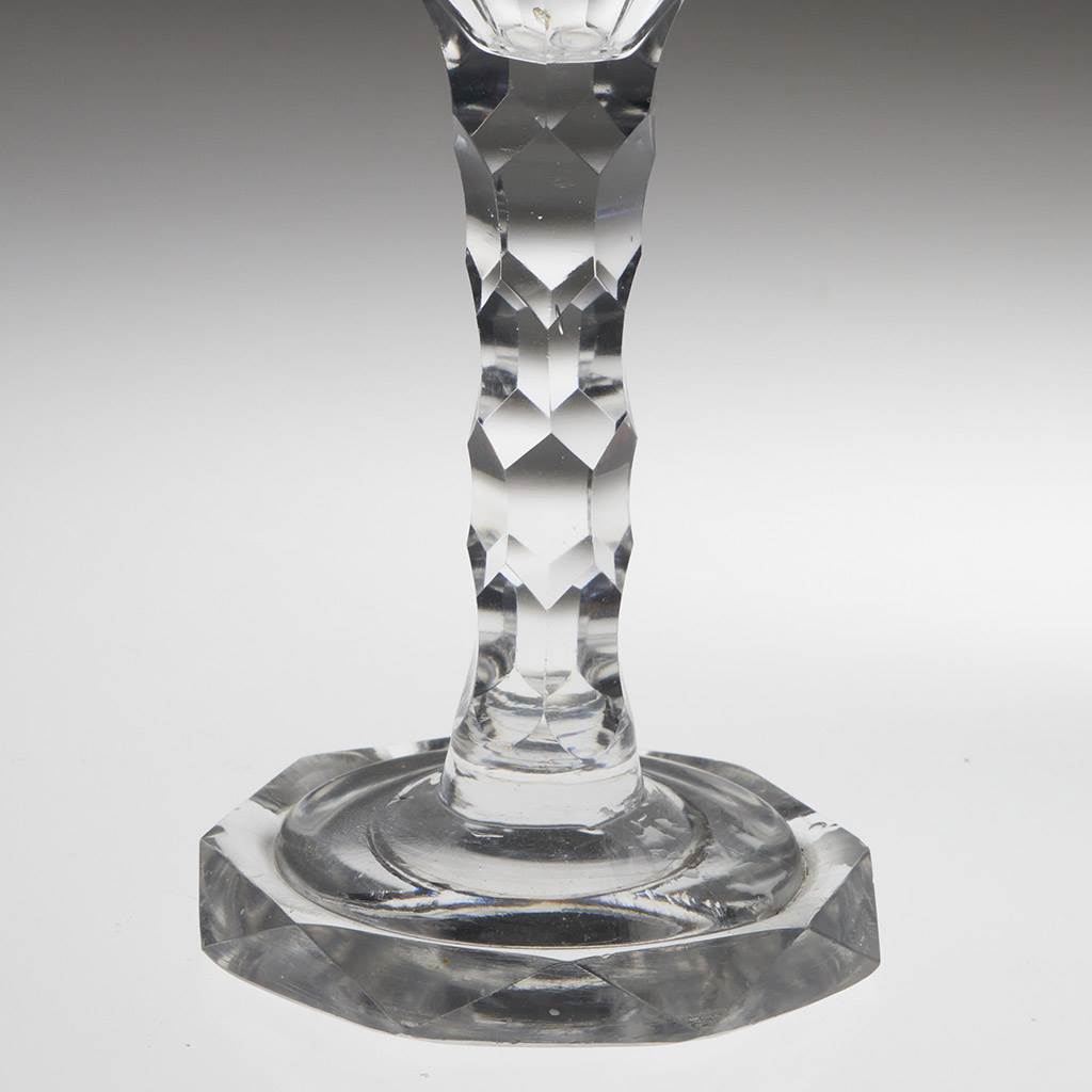 Georgian Wine Glass with Facet Cut Stem and Octagonal Foot
