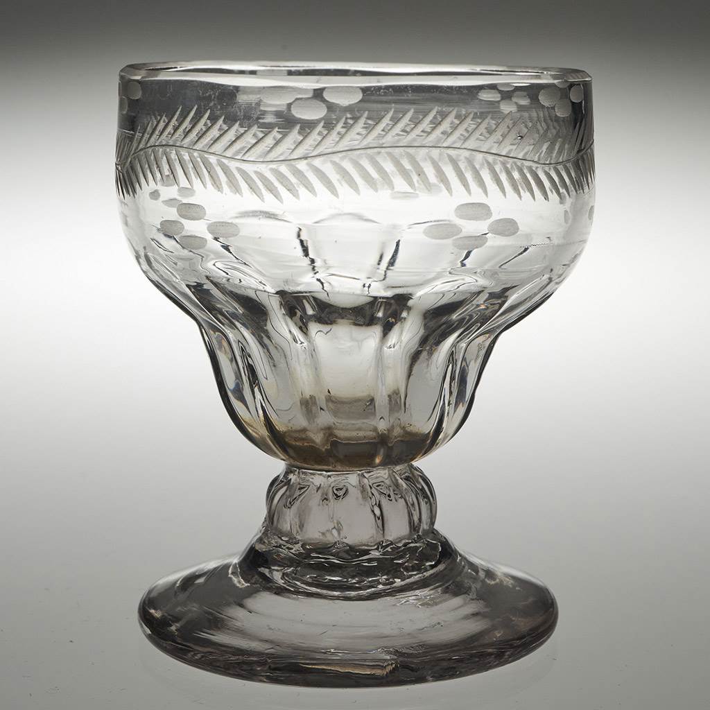 Engraved Georgian Petal Moulded Monteith or Bonnet Glass c1780