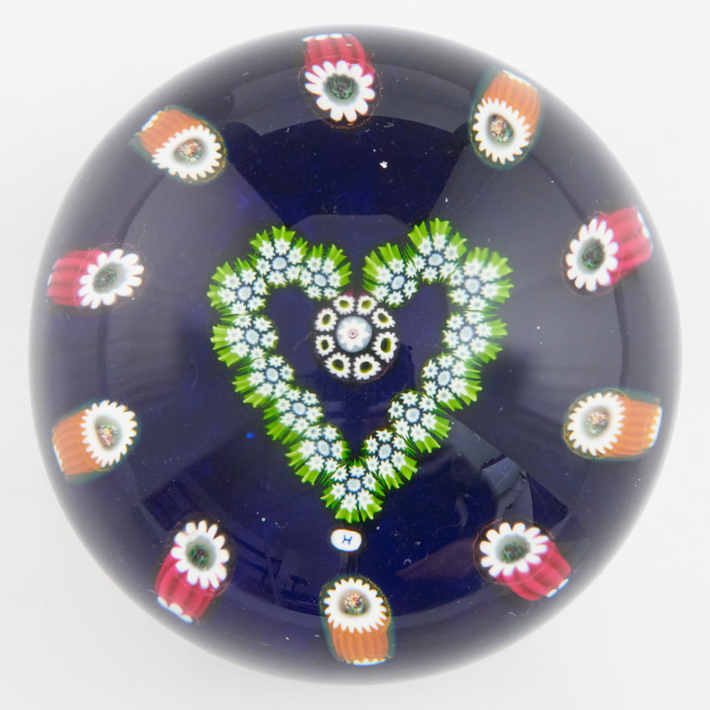 Paul Ysart Paperweight Harland Heart Millefiori c1970