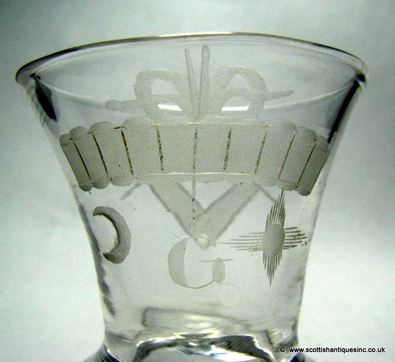 SOLD – Georgian Masonic Engraved Firing Glass c1810