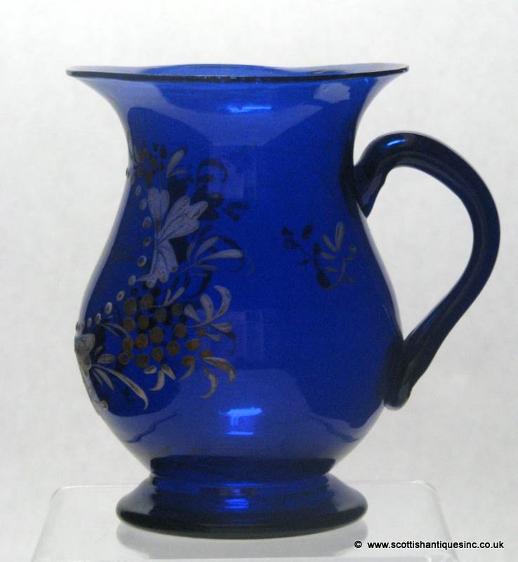 SOLD – Georgian Blue Glass & Enamelled Tankard c1780