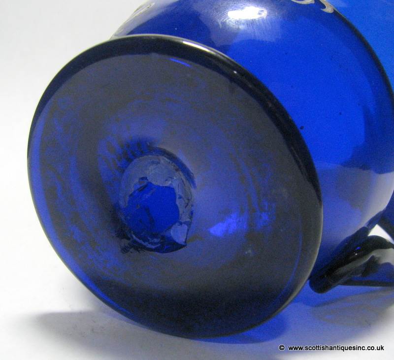 SOLD – Georgian Blue Glass & Enamelled Tankard c1780