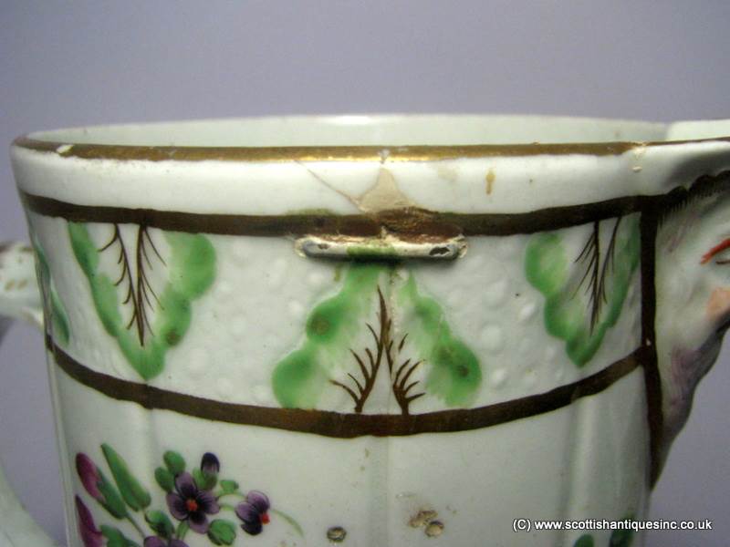 First Period Worcester Porcelain Mask Head Jug c1770