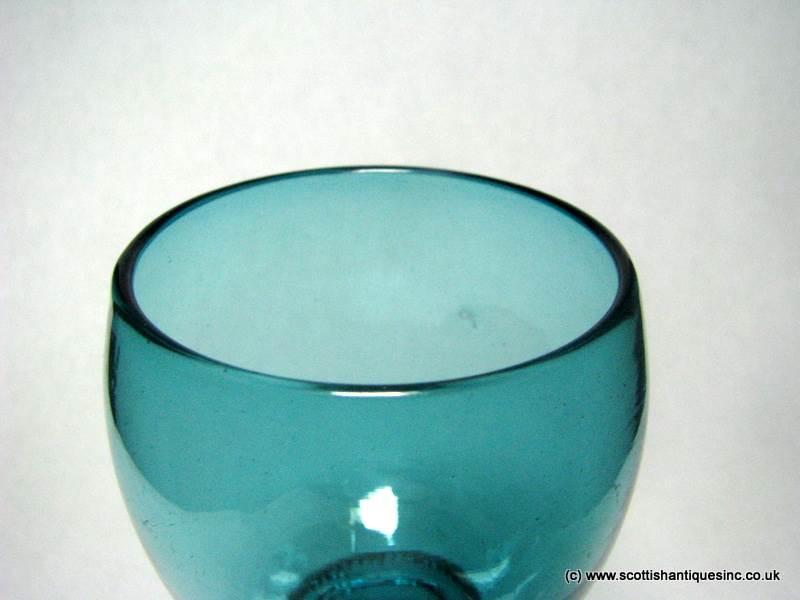 SOLD – Georgian Sea Blue Wine Glass with Folded Foot c1750