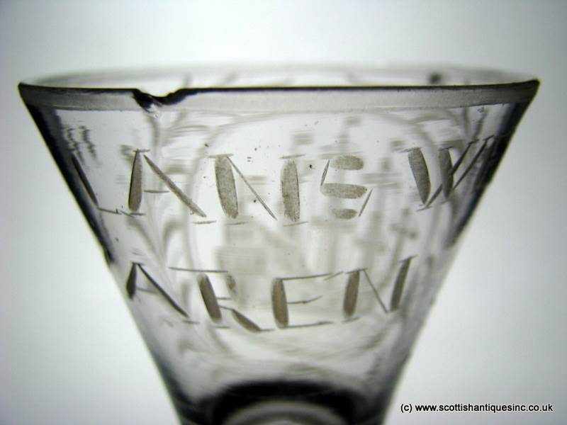 SOLD – 18th Century Dutch Engraved Baluster Glass c1750