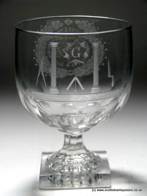 SOLD – Rare Georgian Masonic Initiation Engraved Rummer c1819