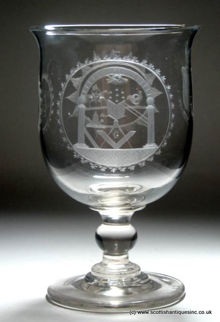 SOLD- Rare Victorian Masonic Templar Goblet c1850