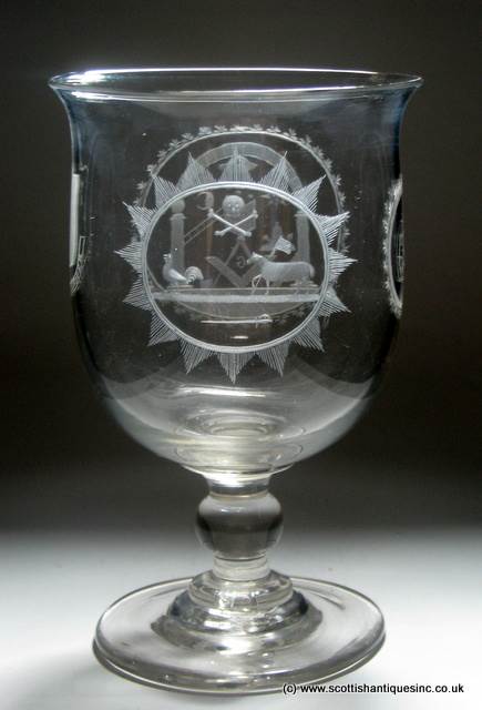 SOLD- Rare Victorian Masonic Templar Goblet c1850