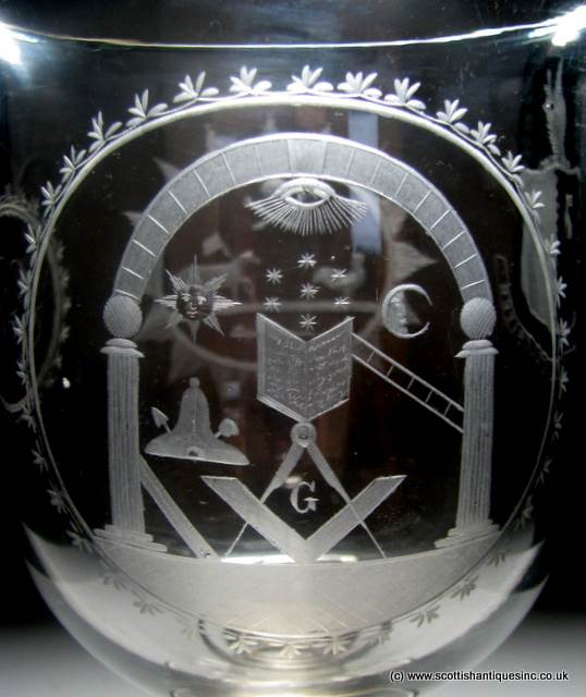 SOLD- Rare Victorian Masonic Templar Goblet c1850