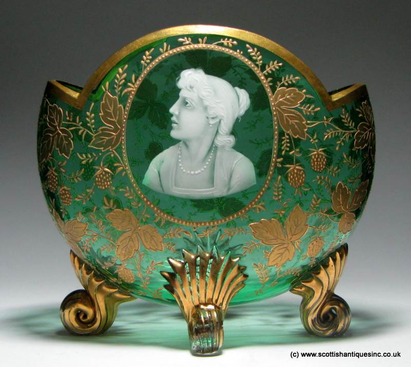 SOLD – Moser Enamelled & Gilded Glass Pillow Vase