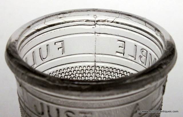 Victorian Davidson’s ‘Just A Thimble Full’ Glass Gill Whiskey Measure c1880