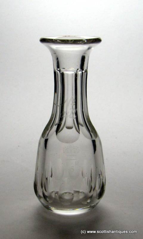 SOLD – Engraved ½ Gill Glass Whiskey Measure 1905