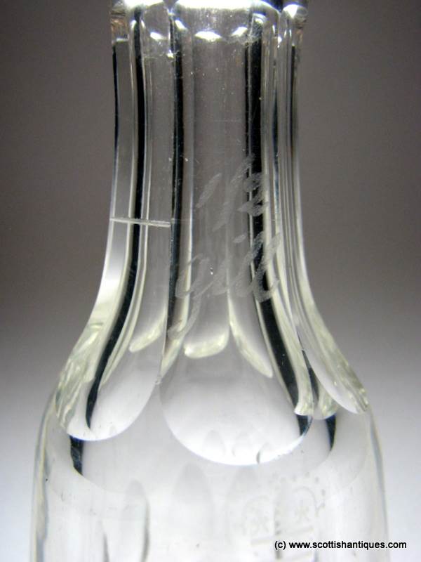 SOLD – Engraved ½ Gill Glass Whiskey Measure 1905
