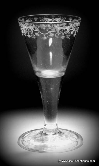 Rococo Engraved Wine Glass c1760