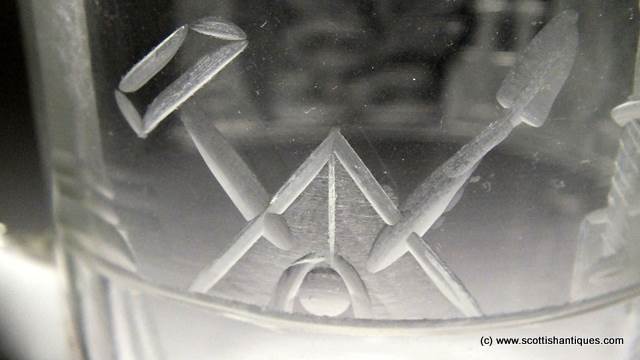 Victorian Masonic Engraved Glass Tankard c1870