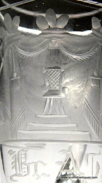 Victorian Masonic Engraved Glass Tankard c1870