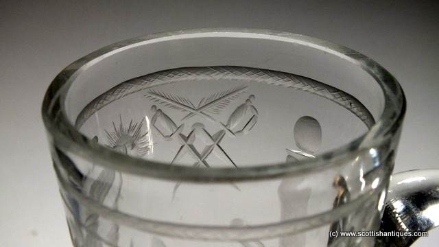 Victorian Masonic Engraved Glass Tankard c1870