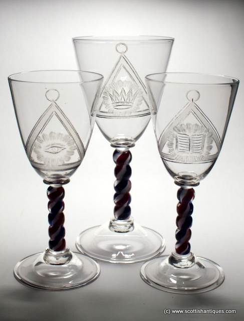 Haggai Masonic Engraved Goblet c1900