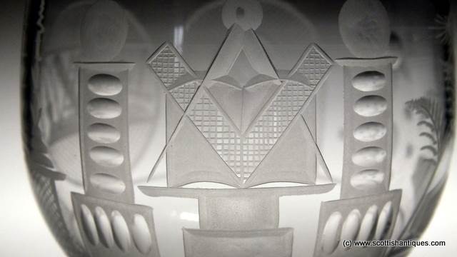 Masonic Engraved Glass Rummer c1900