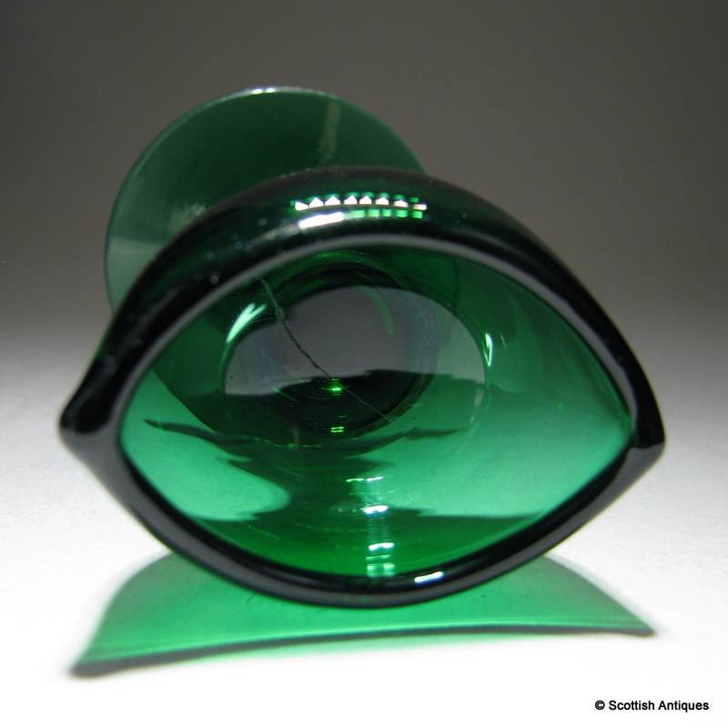 Rare Baluster Stem Green Glass Eye Bath c1870