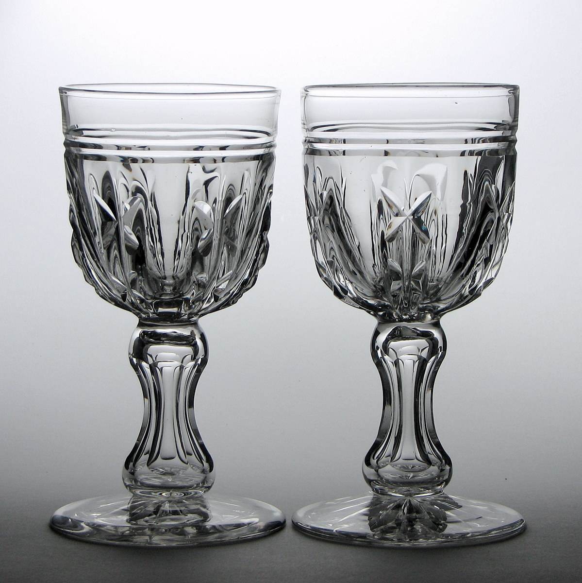 Pair of Large Victorian Richardson Wine Goblets c1880