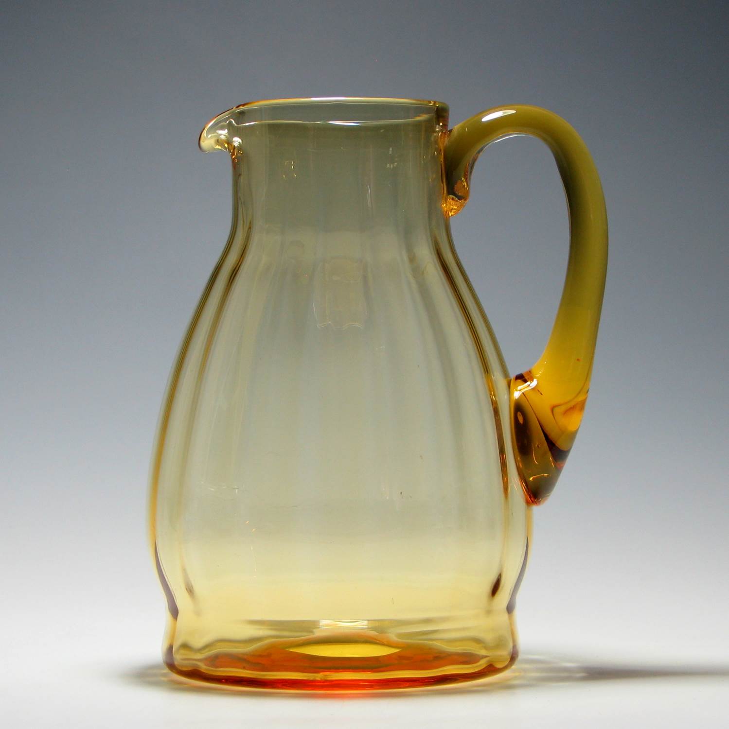 Whitefriars Ribbed Old Amber Water Jug 1934