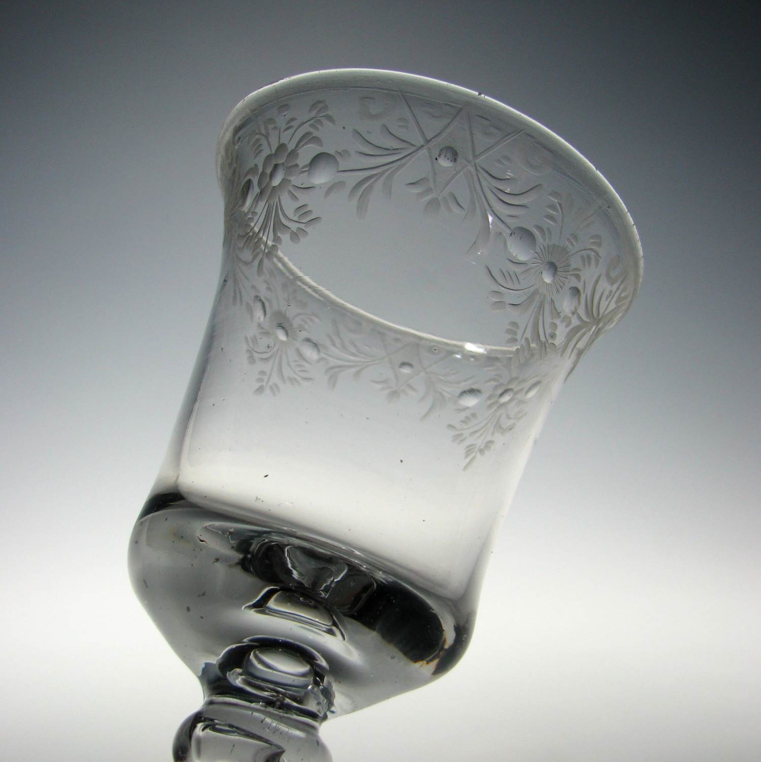 18th Century Dutch Engraved Wine Glass c1750