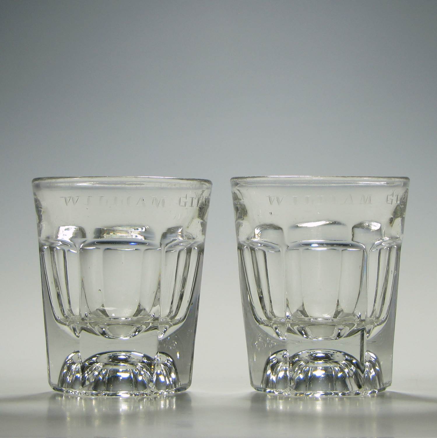 Pair of Engraved Victorian Glass Tumblers c1880