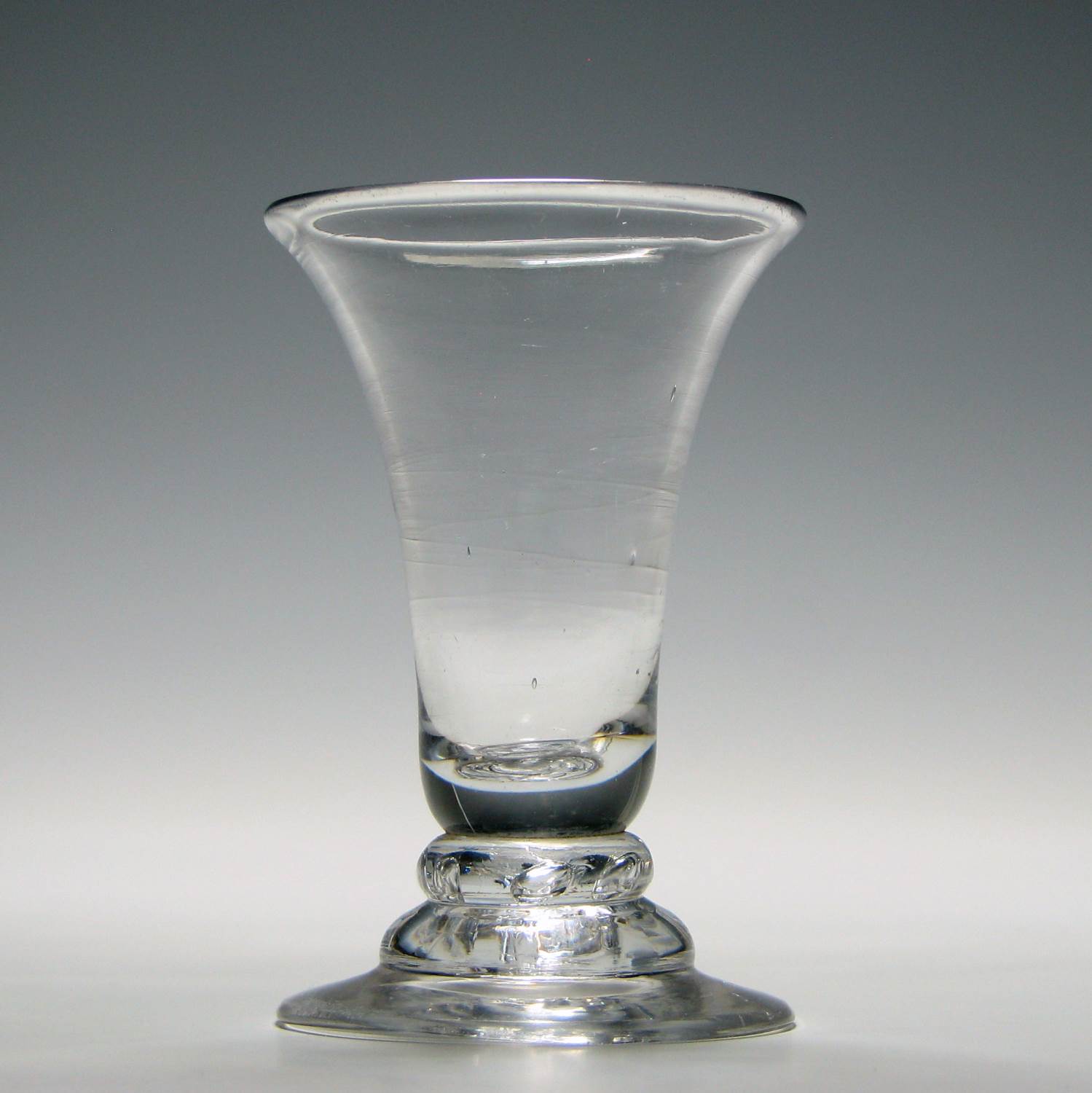 Georgian Air Beaded Dram Glass on Domed Foot c1750
