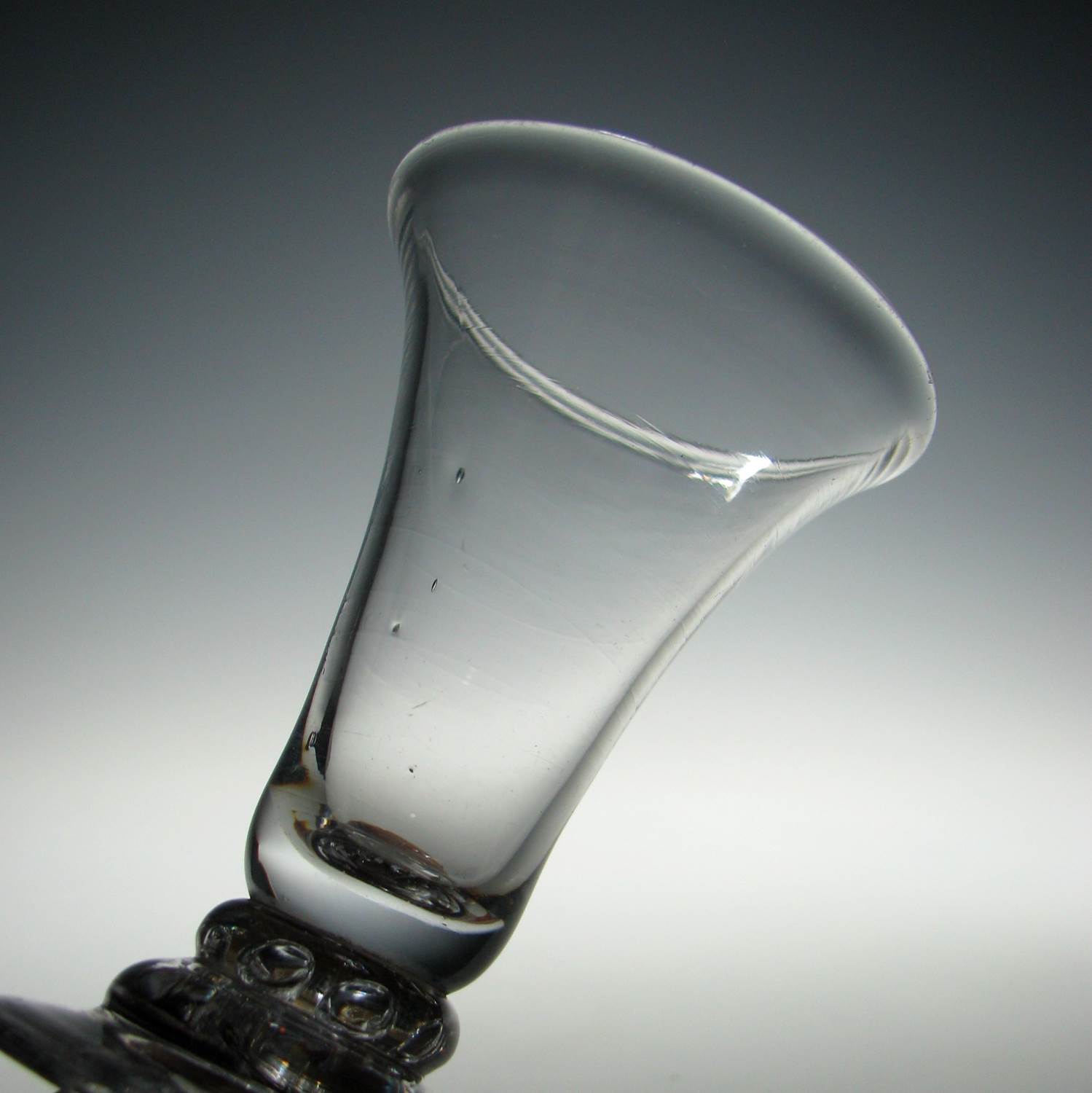 Georgian Air Beaded Dram Glass on Domed Foot c1750