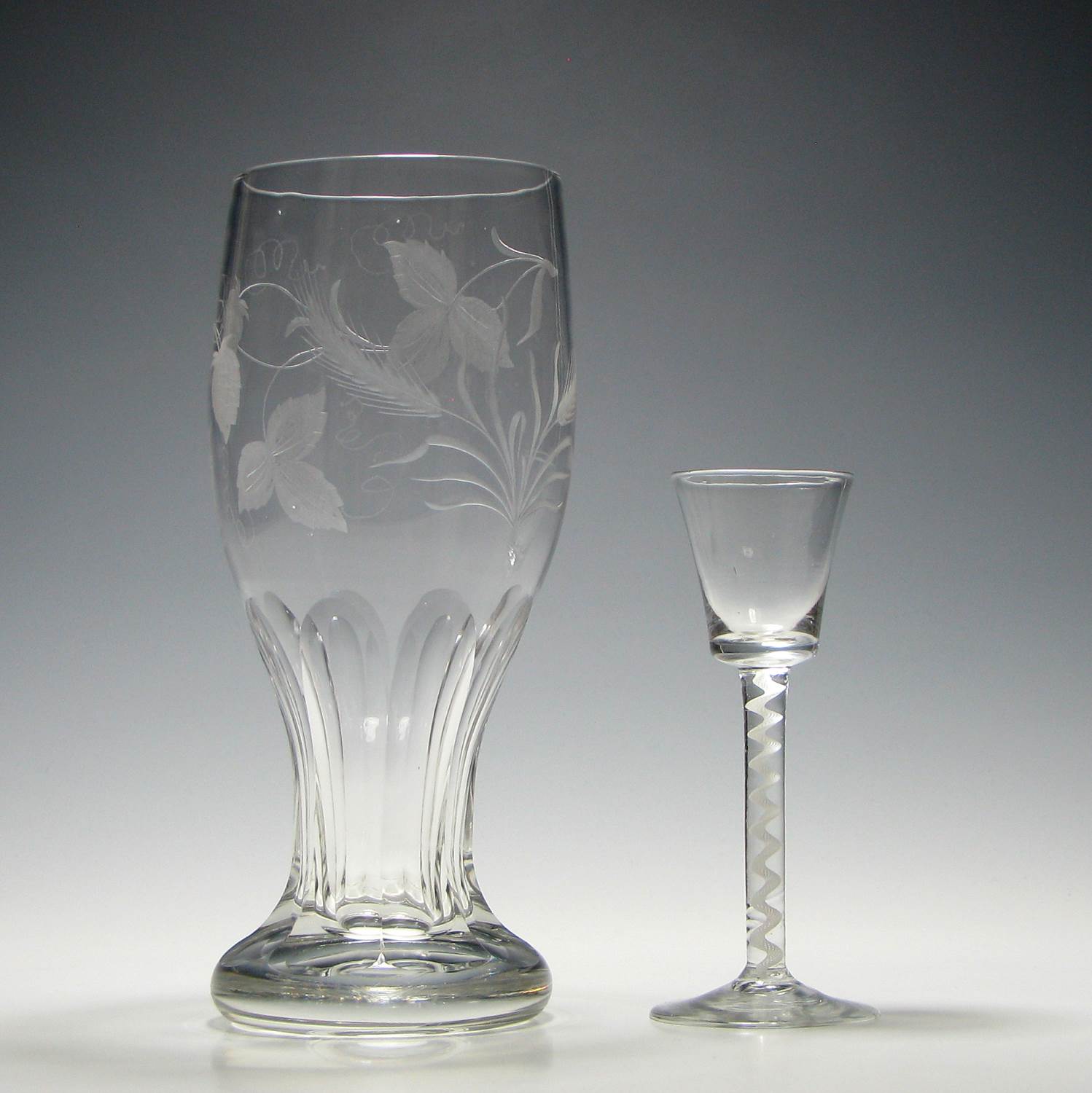 Engraved Victorian Quart Ale Glass c1890