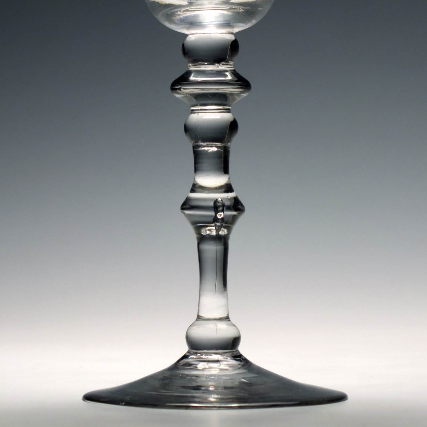 Dutch Engraved Newcastle Light Baluster Wine Glass c1755