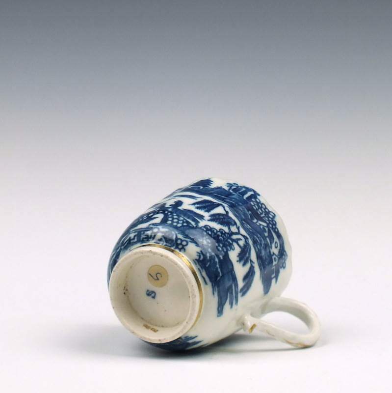 Caughley Pagoda Pattern Coffee Cup and Saucer With Rare Mark c1782-92