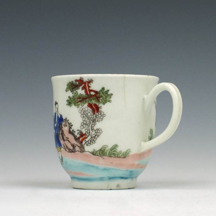 First Period Worcester Red Bull Pattern Coffee Cup c1765