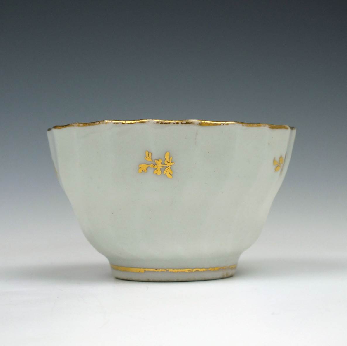 New Hall Fluted Porcelain Tea Bowl & Saucer c1790