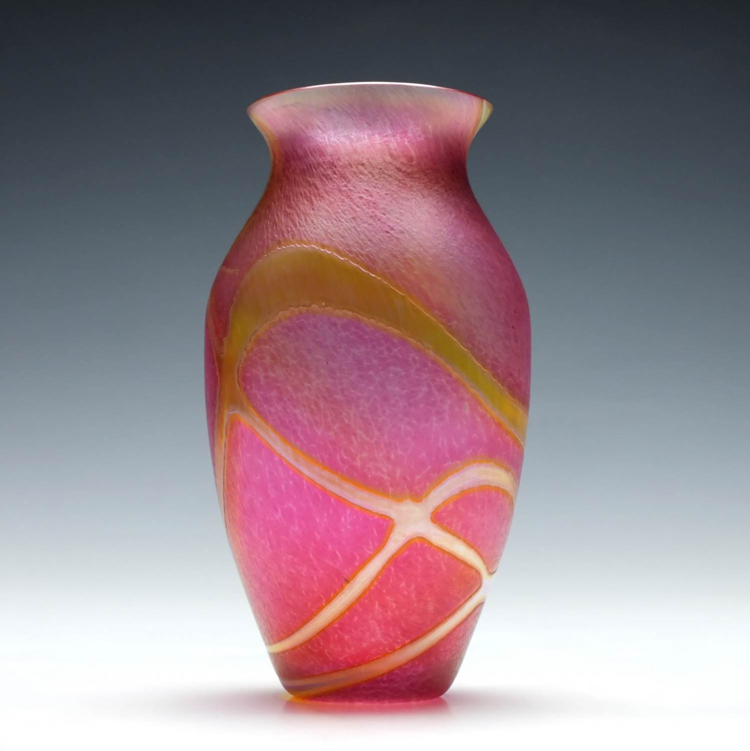 Okra Iridescent Pink Glass Vase c1985