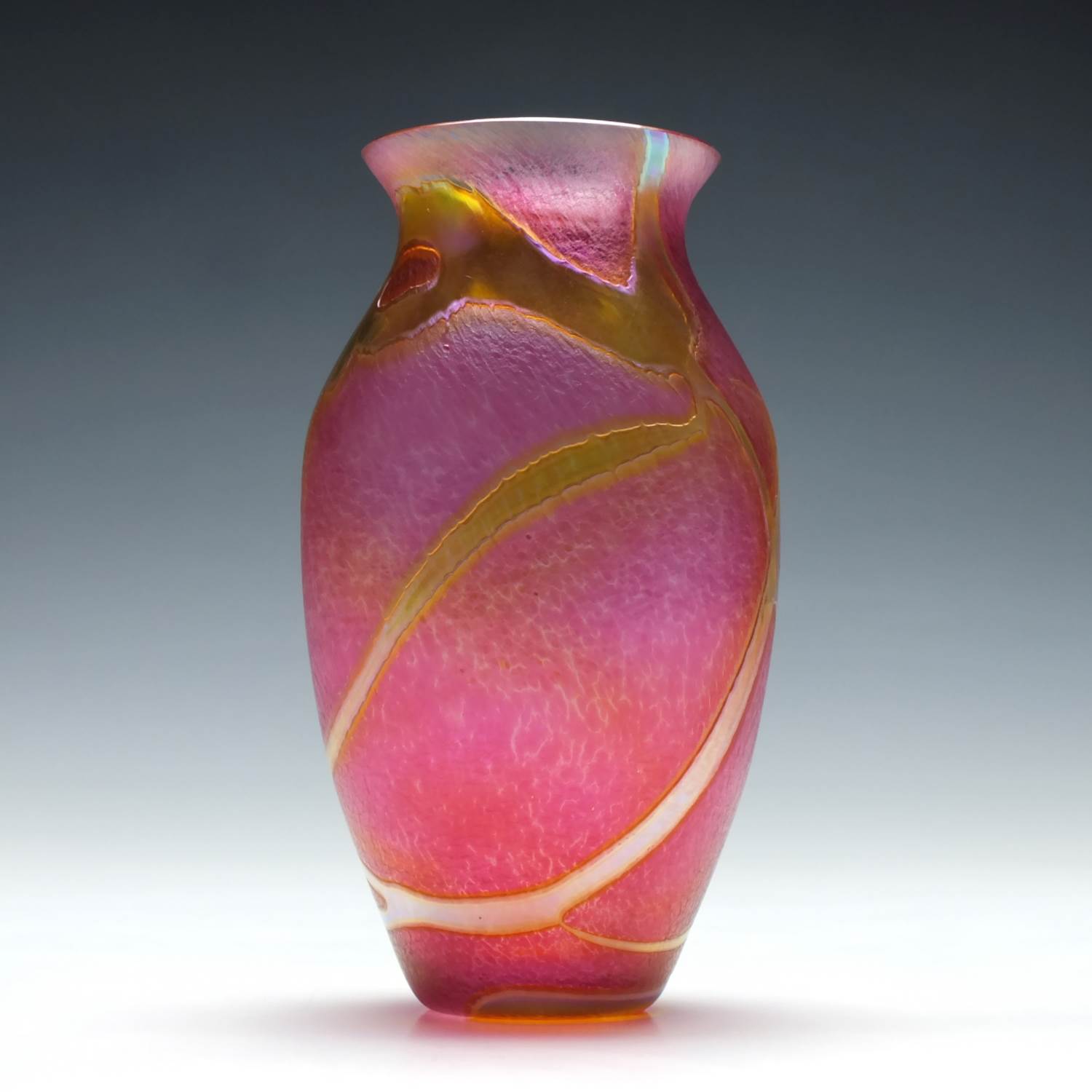 Okra Iridescent Pink Glass Vase c1985