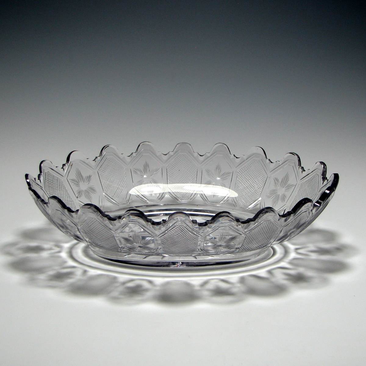 Large Irish Cut Glass Serving Bowl c1810