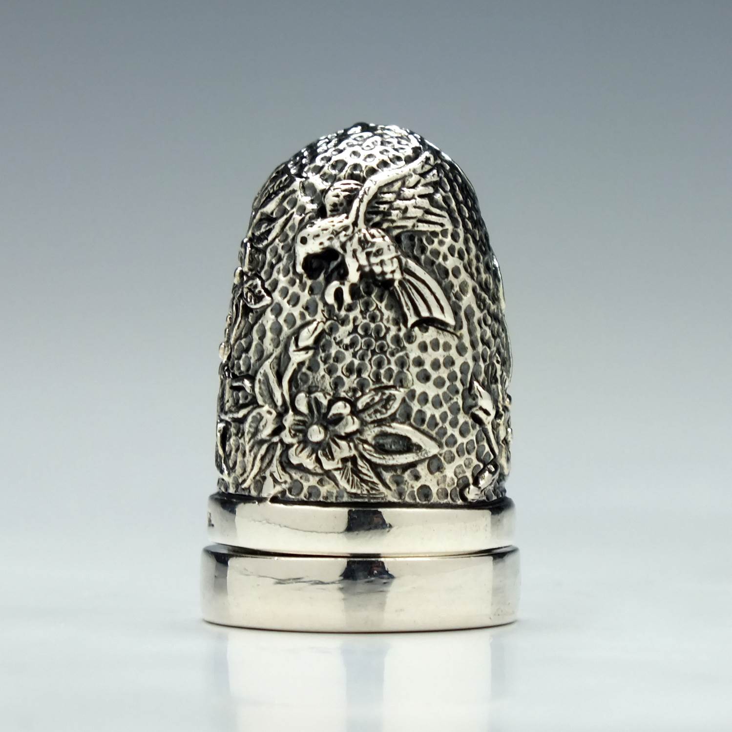 20th Century Silver Thimble With Integral Pincushion