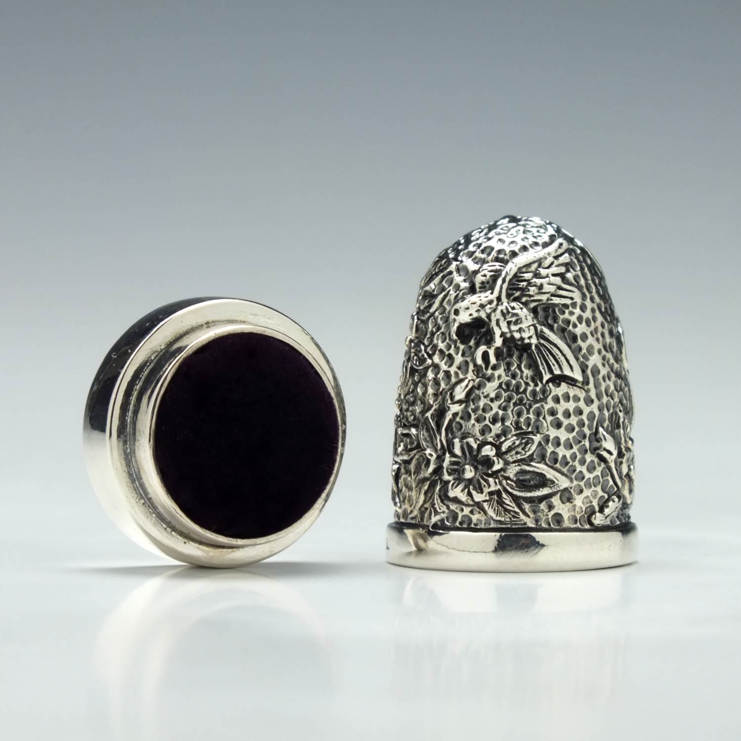 20th Century Silver Thimble With Integral Pincushion