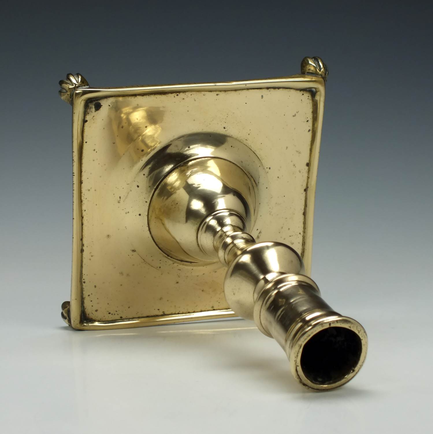 Early Spanish Brass Candlestick c1700