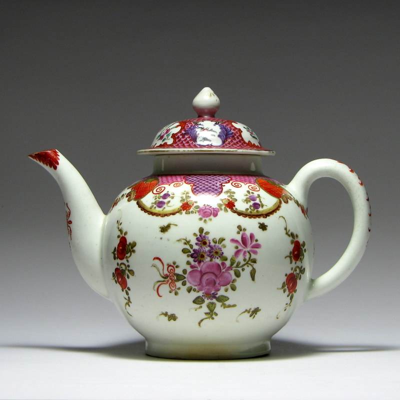Lowestoft Porcelain Teapot & Matching Cover c1795
