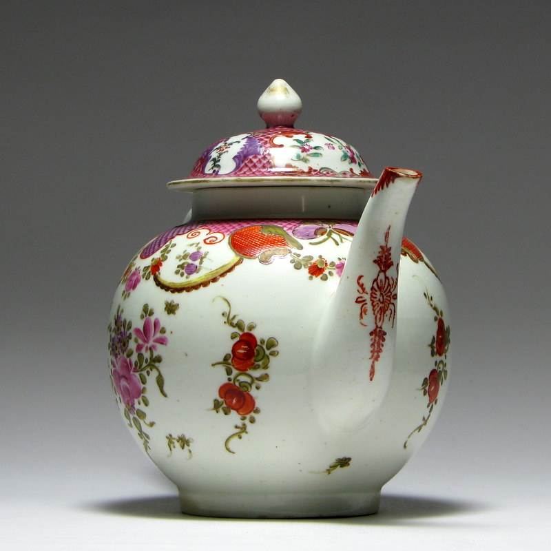 Lowestoft Porcelain Teapot & Matching Cover c1795