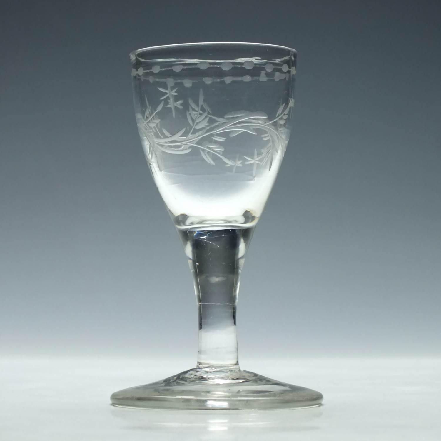 Engraved Georgian Gin Glass c1770