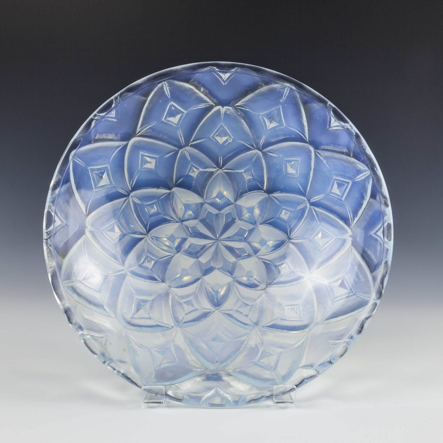 French Opalescent Geometric Design Bowl c1930
