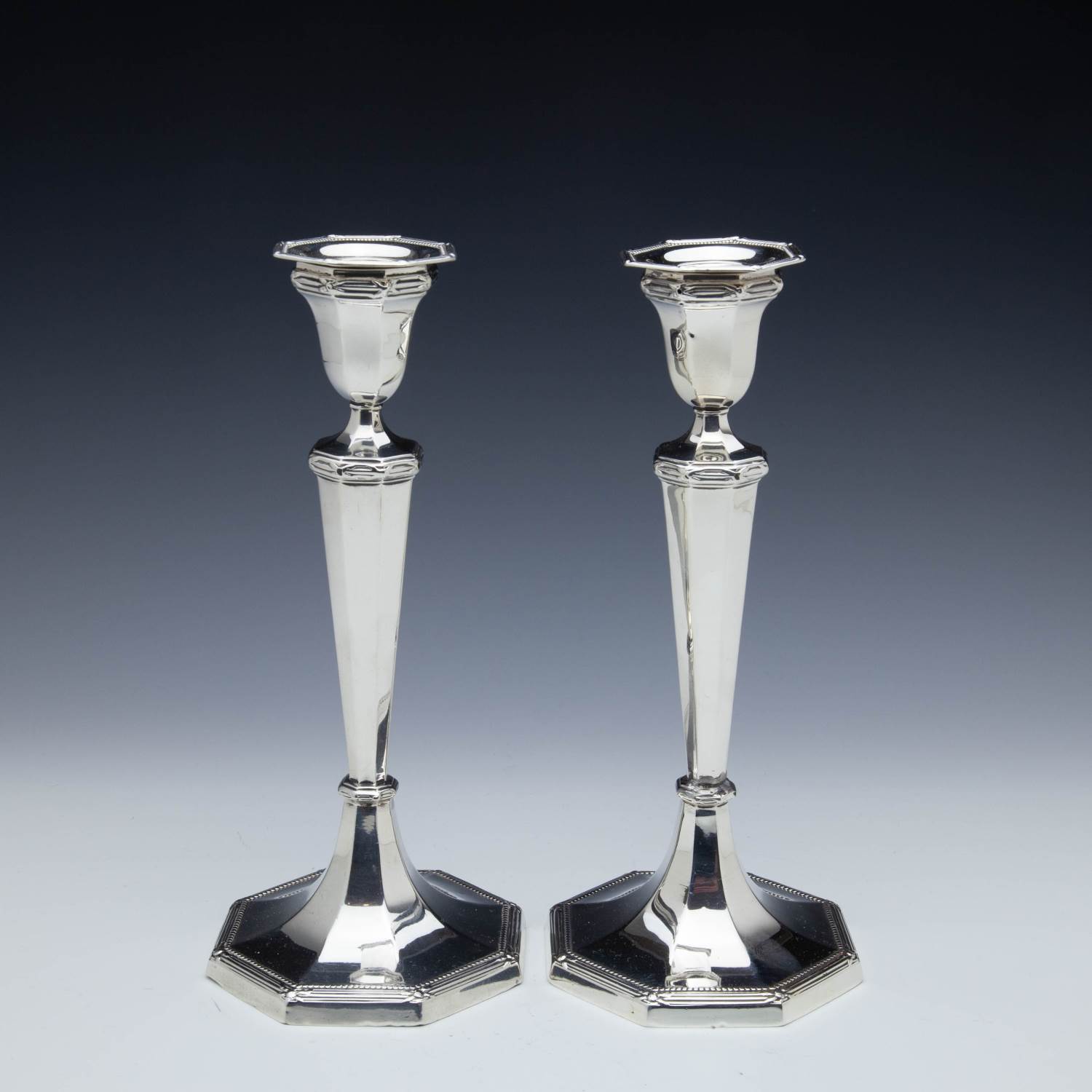 Pair Sterling Silver Candlesticks Sheffield 1908