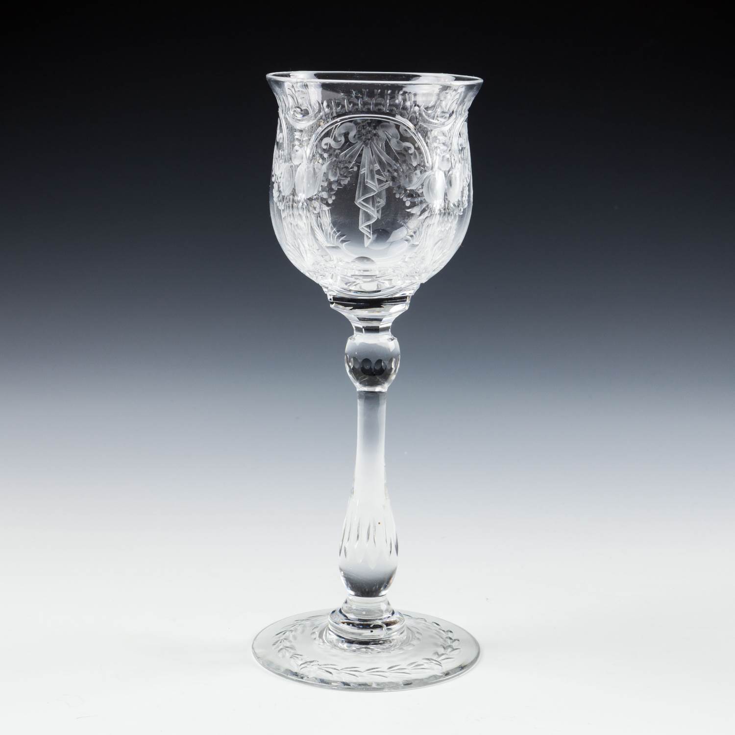 Tall Thomas Webb Rock Crystal Cut Wine Glass c1910