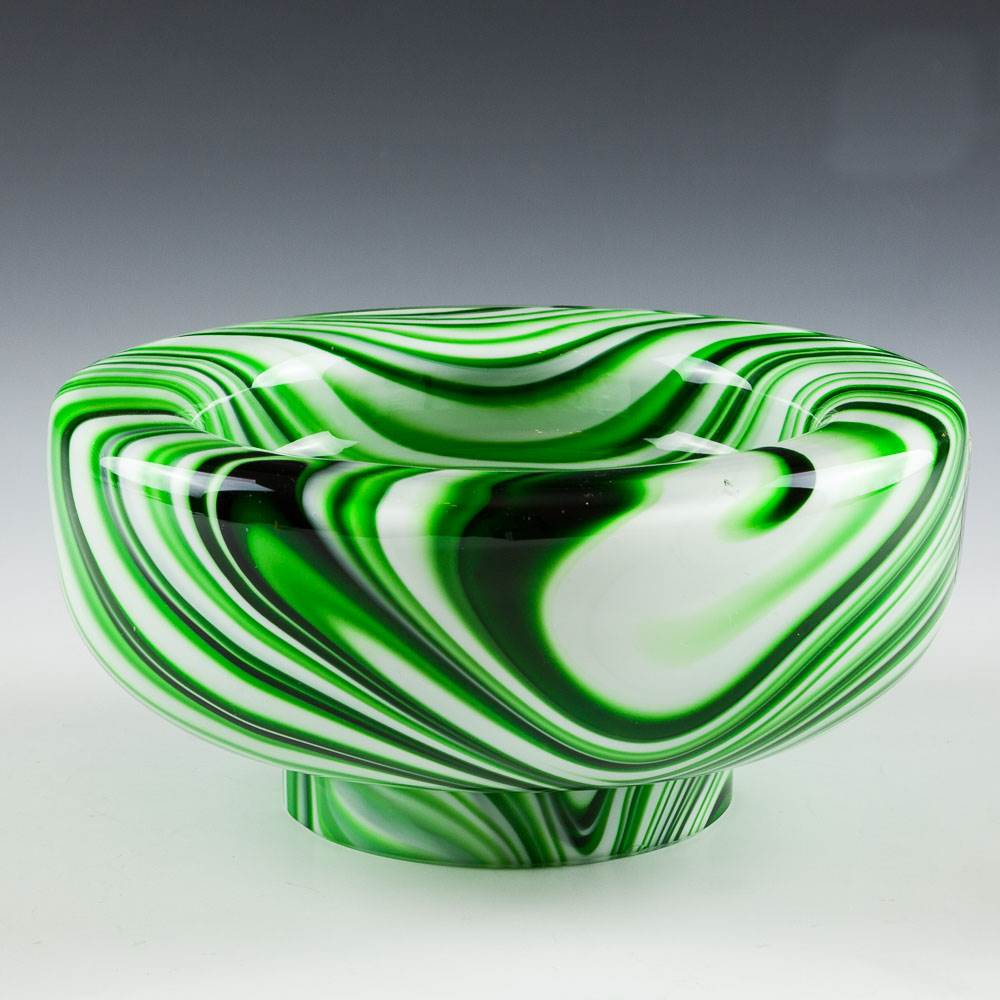 A Vintage Carlo Moretti Murano Green Marbled Bowl